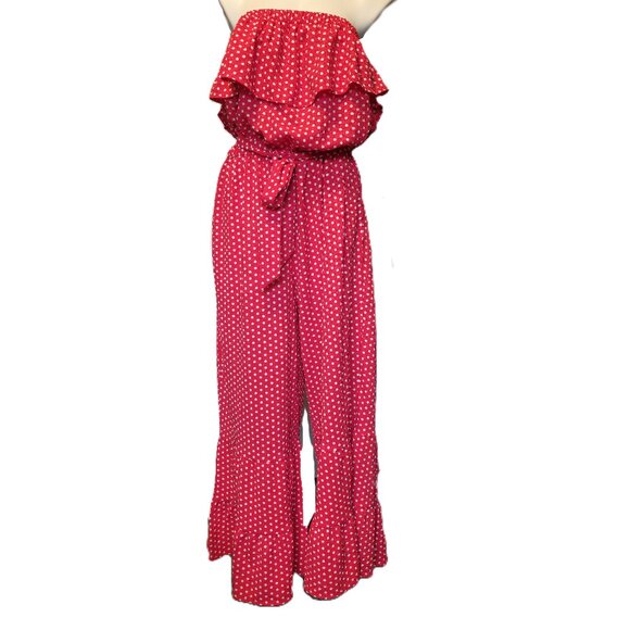 Cato | Pants & Jumpsuits | Cato Jumpsuit Womens 82w Red White Polka ...